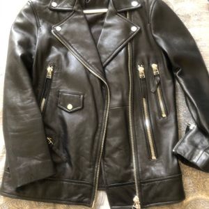 Zara | Jackets & Coats | Zara Leather Motorcycle Jacket Boyfriend Fit ...